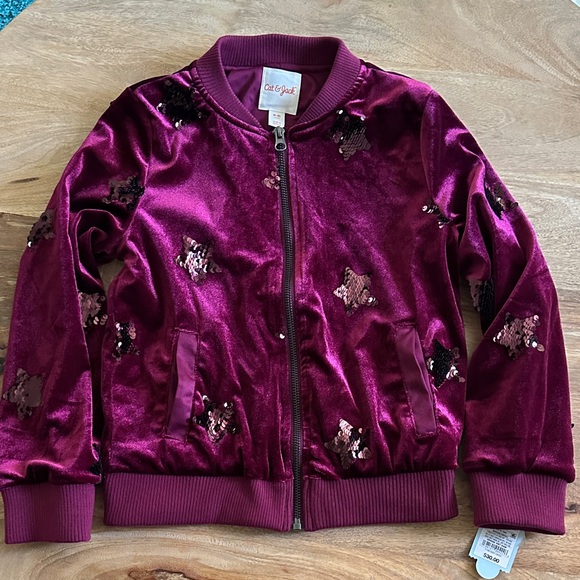 Cat & Jack | Jackets & Coats | Cat Jack Maroon Velvet Jacket With ...